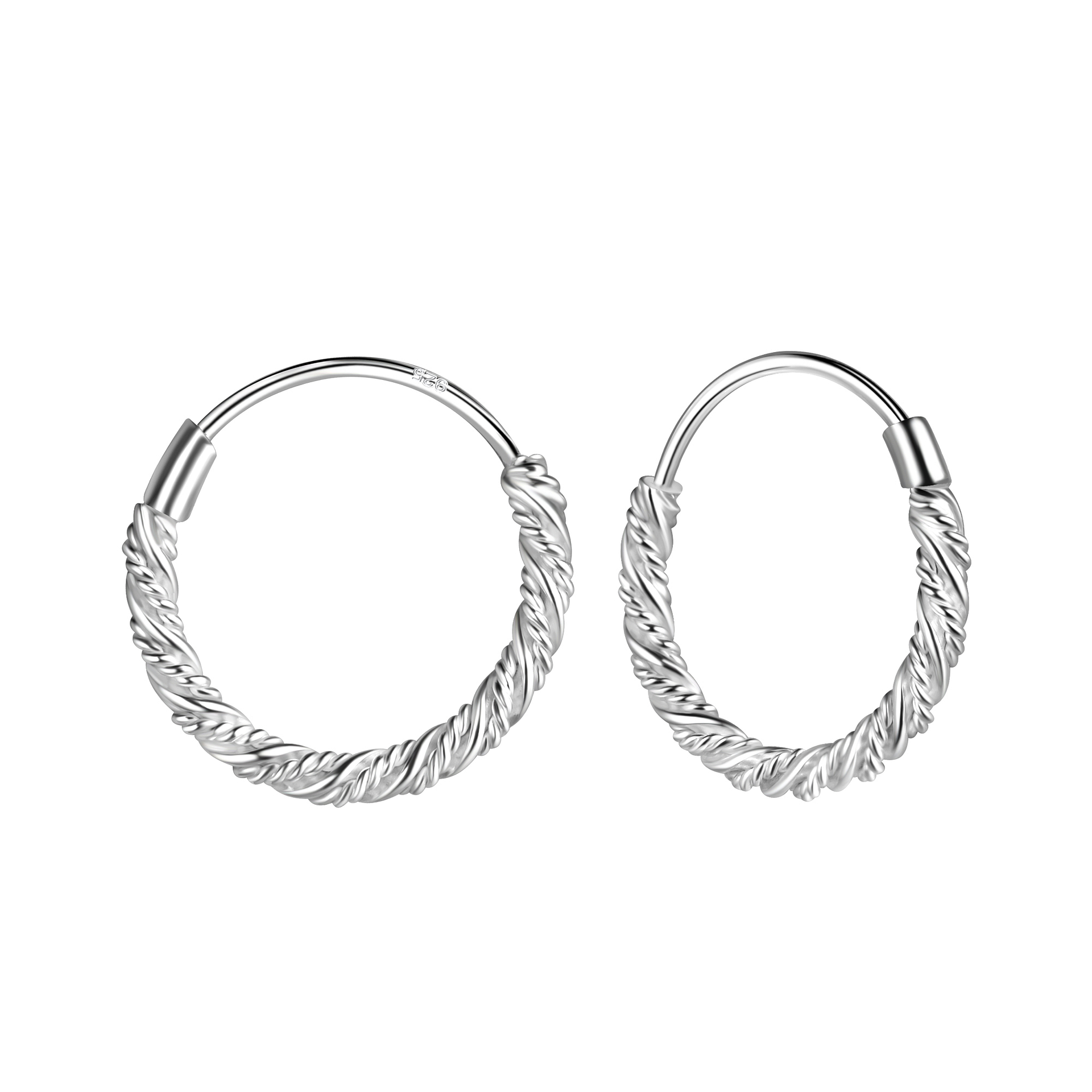 Silver JD | 14mm Sterling Silver Twisted Ear Hoops – JD9182