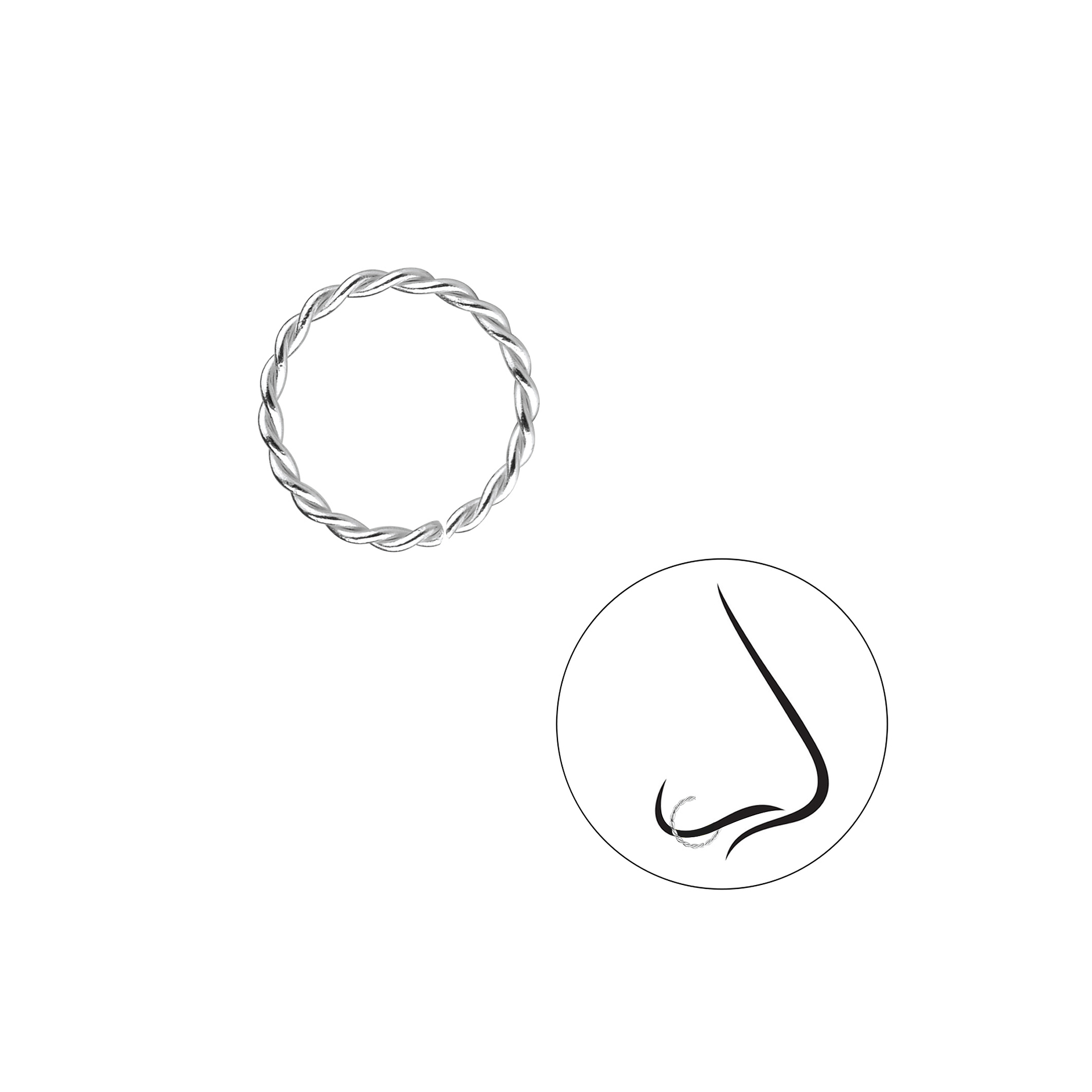 Silver JD | 10mm Sterling Silver Twisted Continuous Ring – JD7189