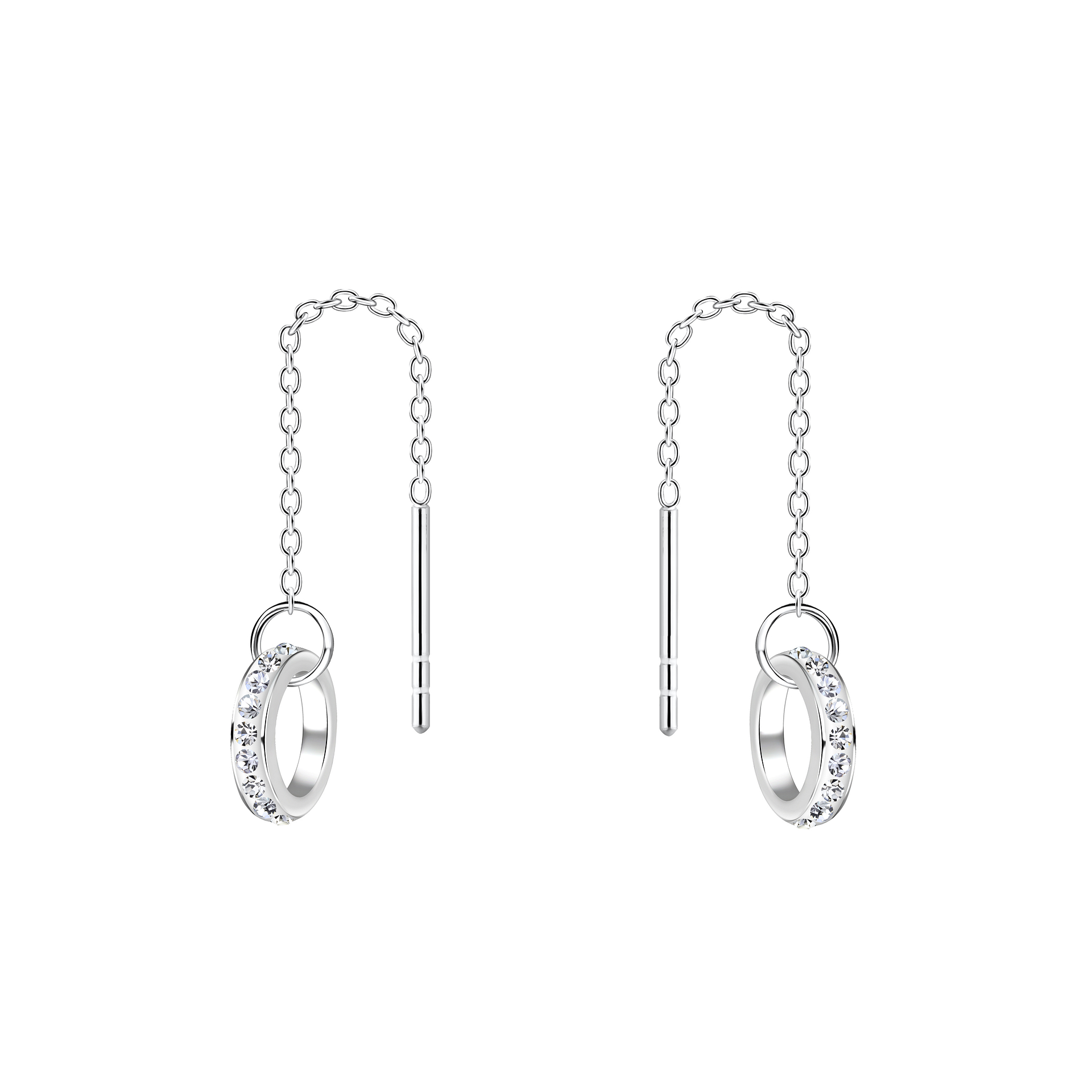 Silver JD | Sterling Silver Thread Through Crystal Earrings – JD11368