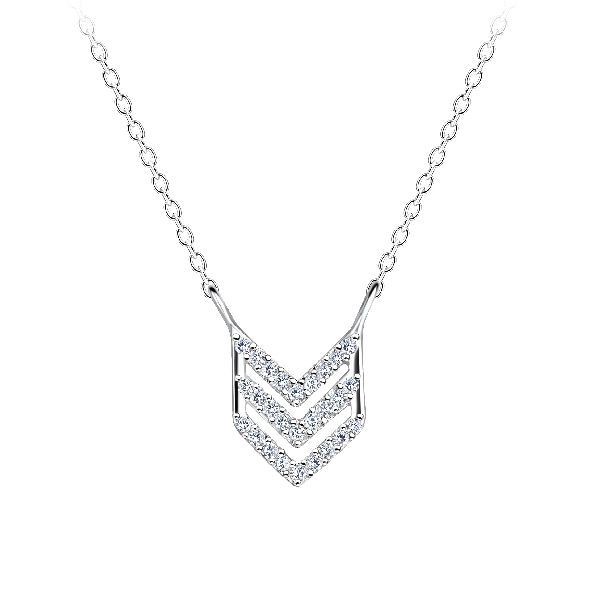 Silver JD | Sterling Silver Chevron Necklace – JD18514