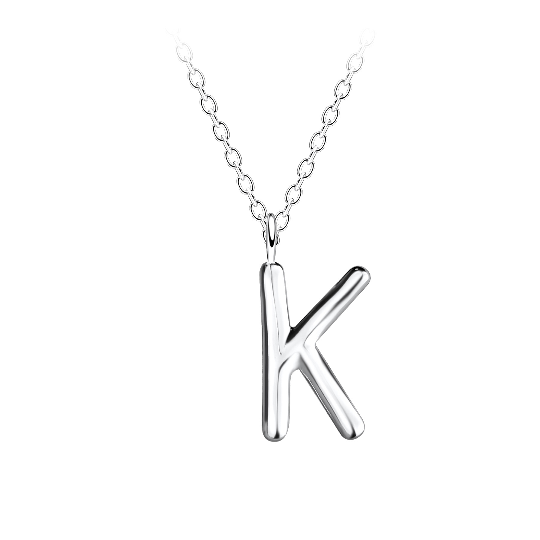 Silver JD | Sterling Silver Letter K Necklace – JD18624
