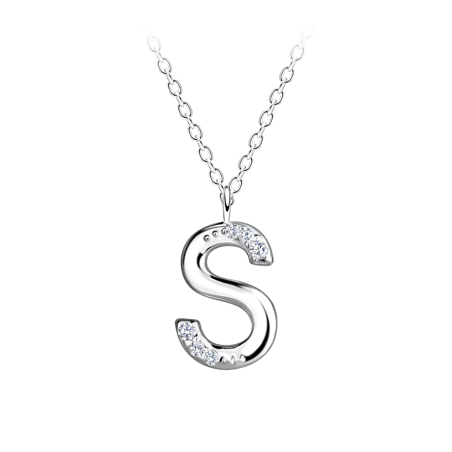 Silver JD | Sterling Silver Letter S Necklace – JD19567