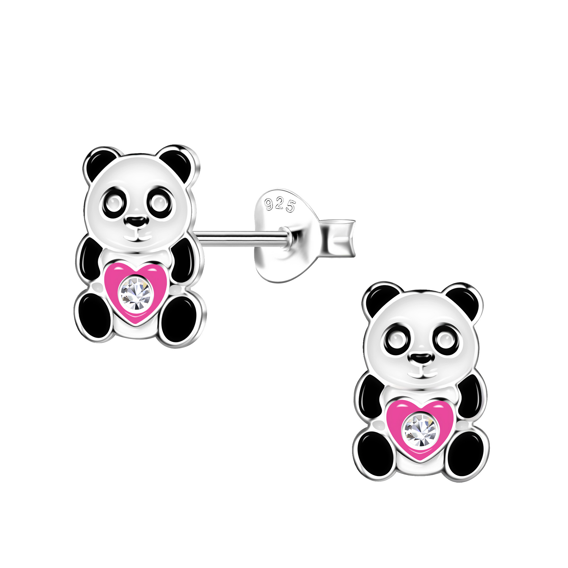 Silver JD | Sterling Silver Panda Ear Studs – JD20495