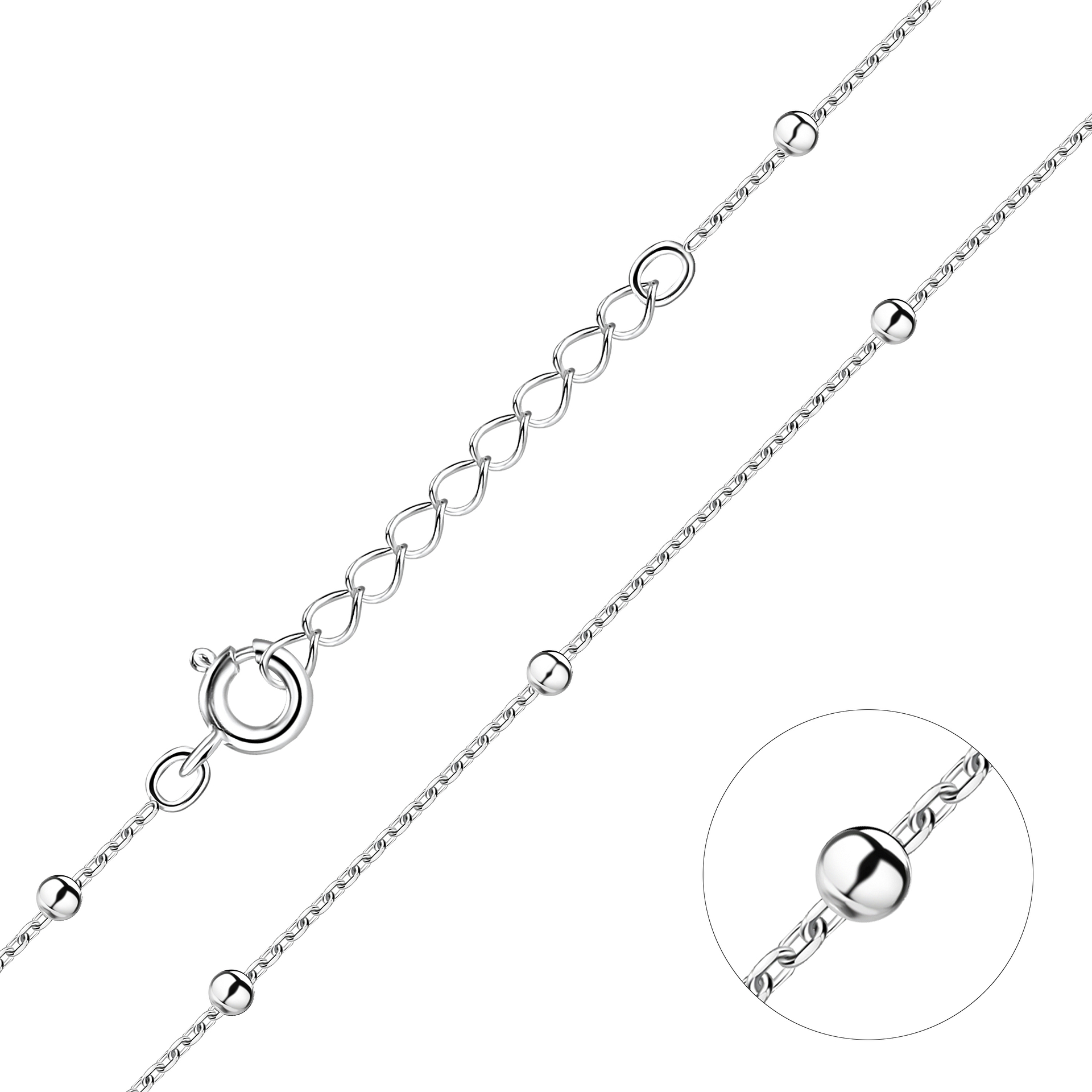 Silver JD | 45cm Sterling Silver Satellite Chain With Extension – JD21442