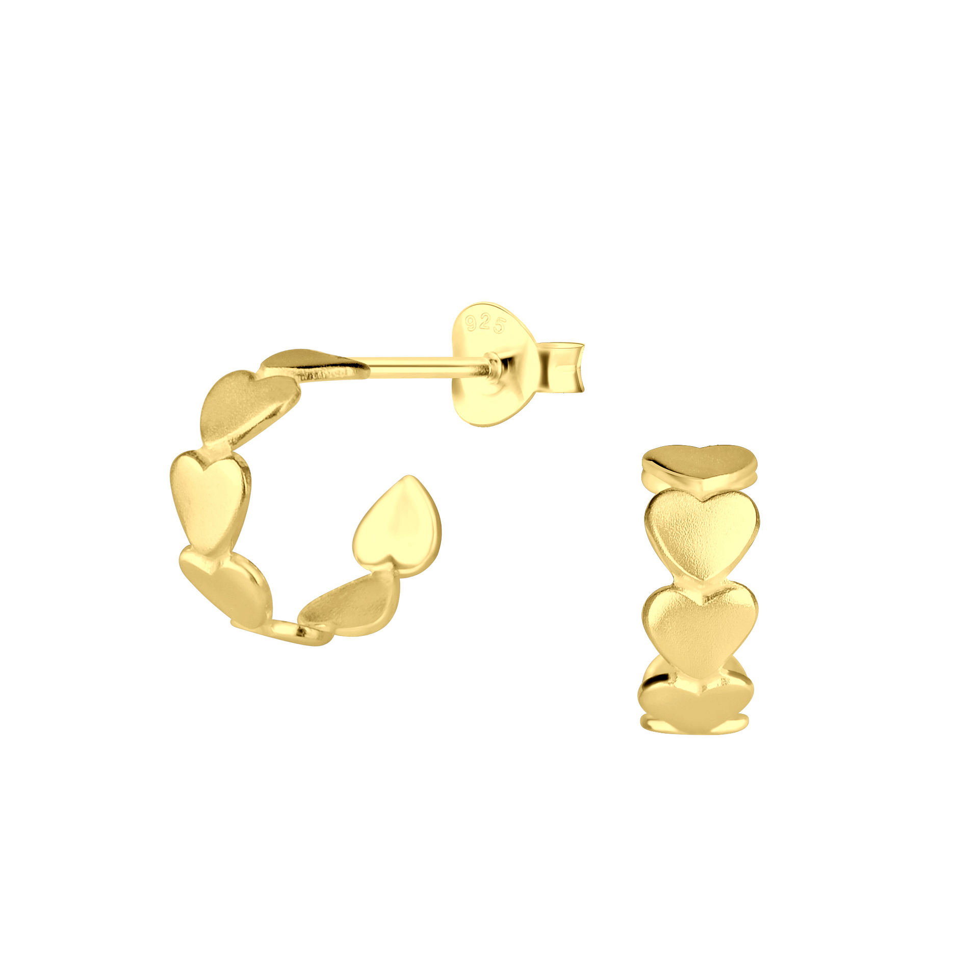 Silver JD | Sterling Silver Heart Half Hoop Ear Studs – JD23323