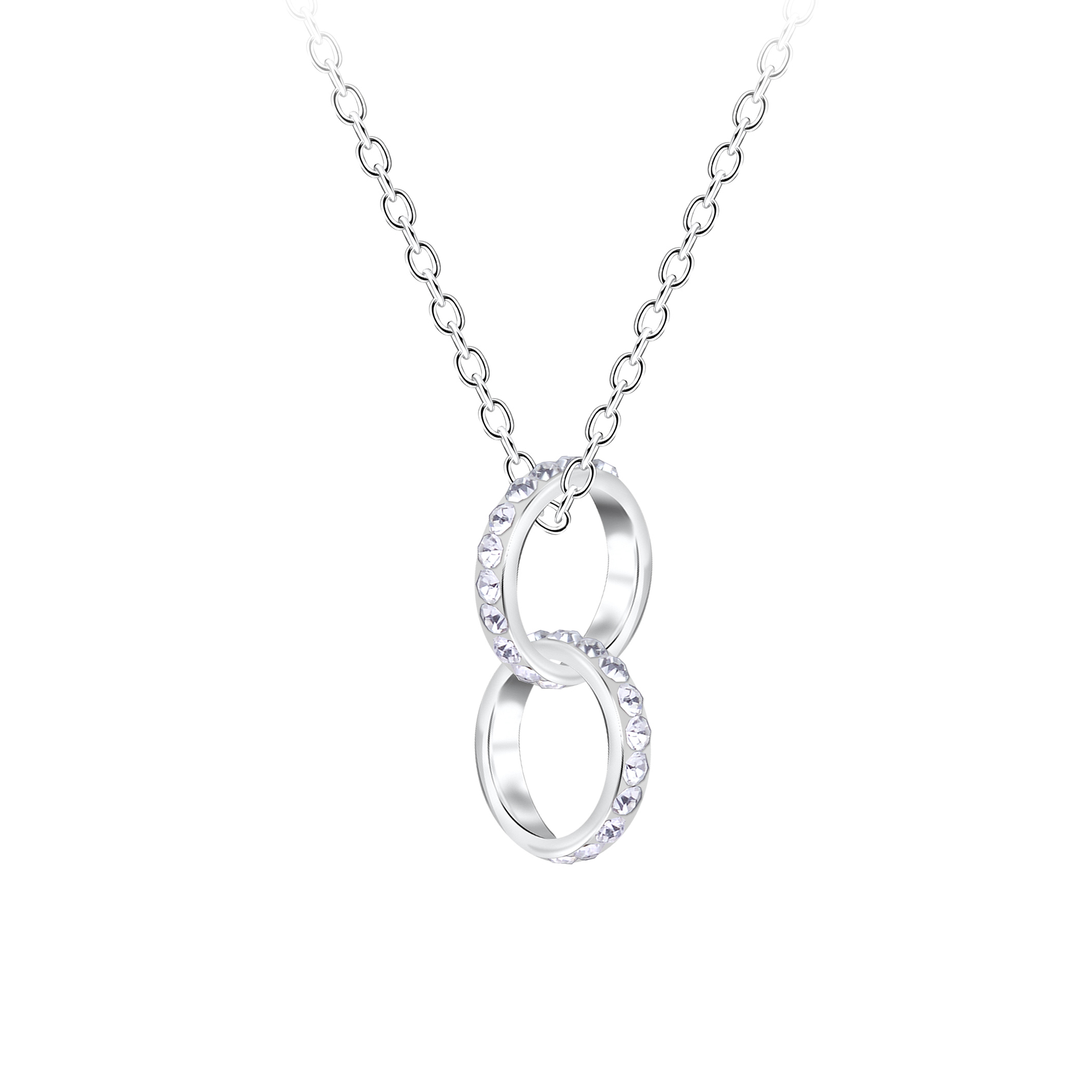 Silver JD | Sterling Silver Circle Crystal Necklace – JD22260