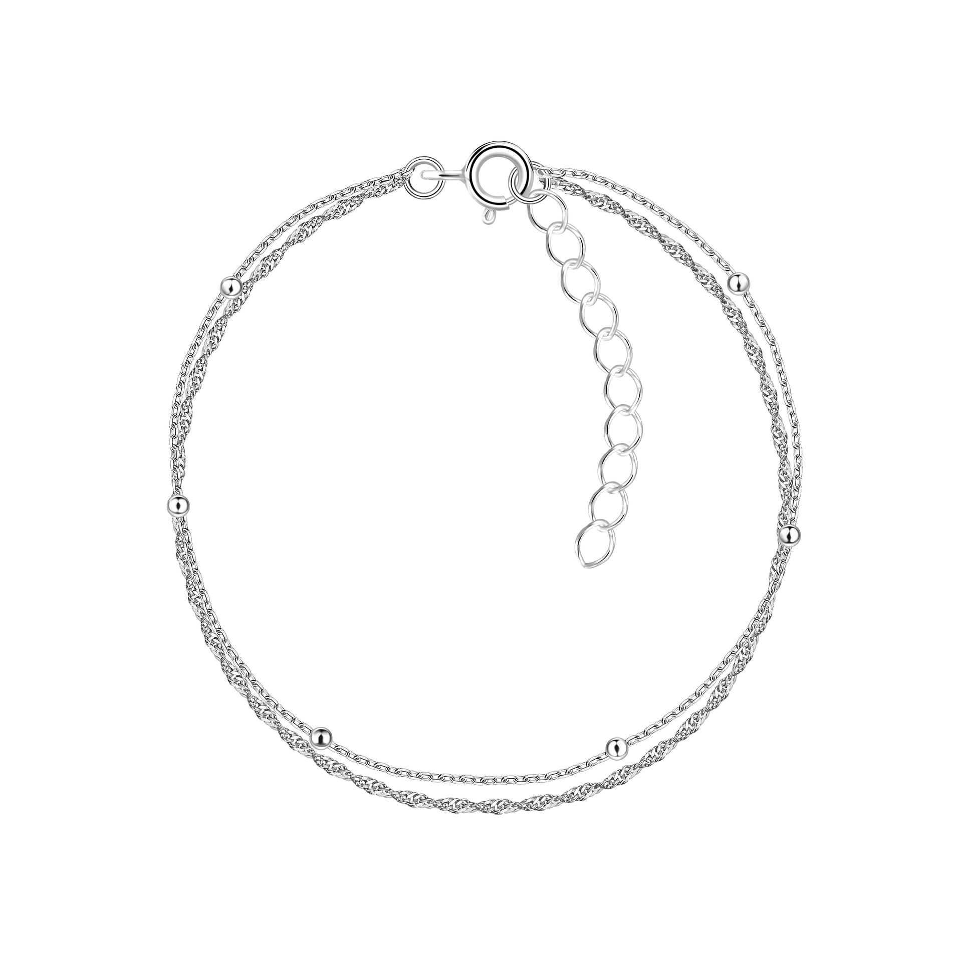 Silver JD | Sterling Silver Double Chain Bracelet – JD22602