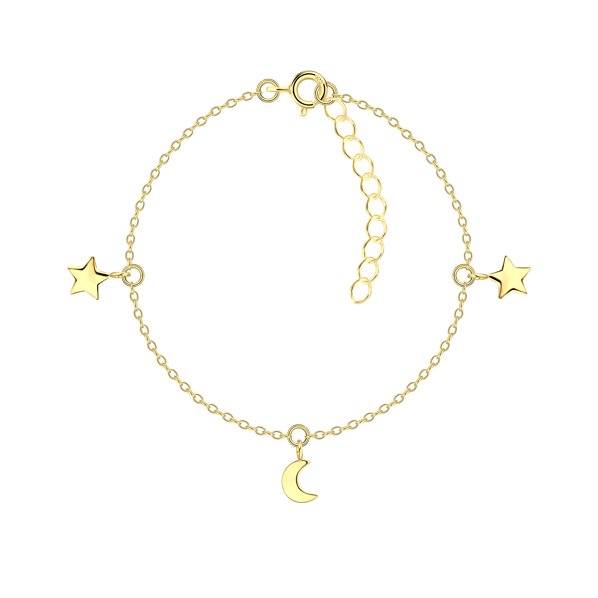 Silver JD | Sterling Silver Star And Moon Bracelet – JD23143